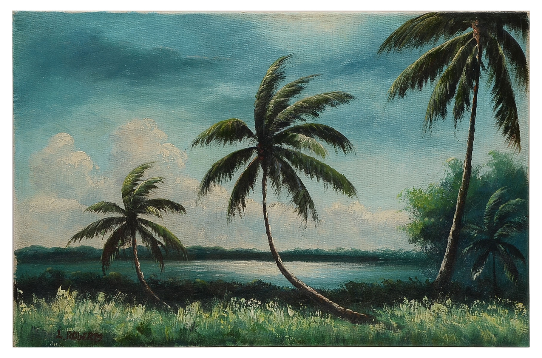 Livingston Roberts | Florida Highwaymen River Scene with Palms | MutualArt