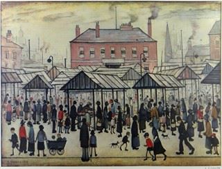 Laurence Stephen Lowry | Market Scene in a Northern Town | MutualArt