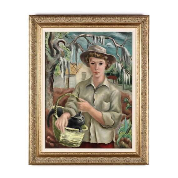Claude Howell | Untitled (Woman with Cat) (1944) | MutualArt