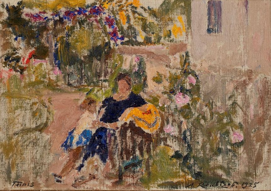 Alexandre Roubtzoff | Mère et enfant au jardin (1925) | MutualArt