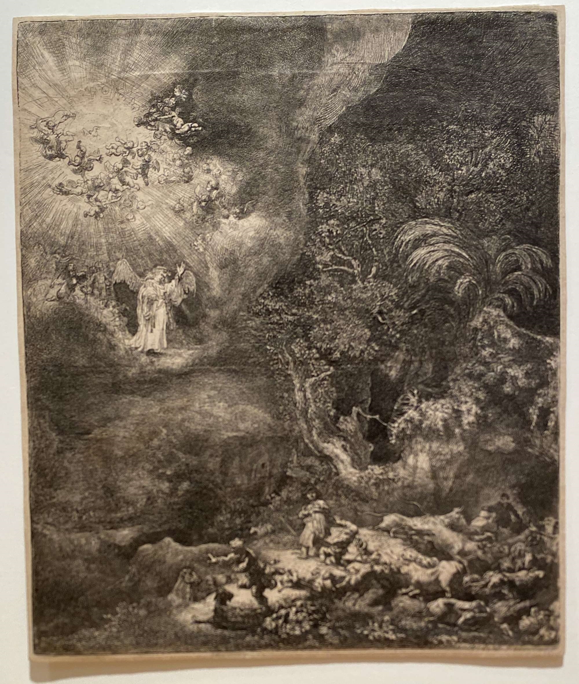 Rembrandt van Rijn | The Angel Appearing to the Shepherds (1634) | MutualArt