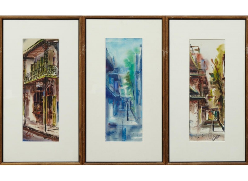 Robert Malcolm Rucker | Three Works: French Quarter Street Scene ...