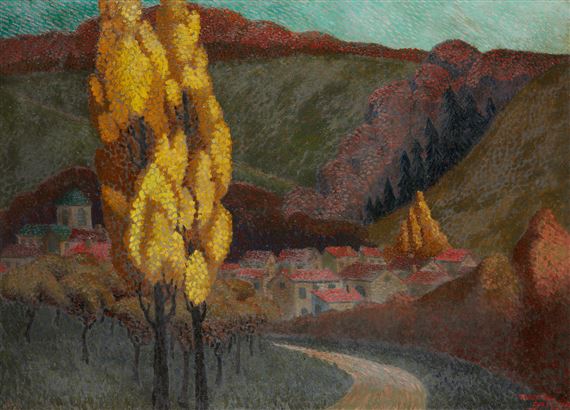 Marcel Guillard | Vue de village dans la forêt (1921) | MutualArt