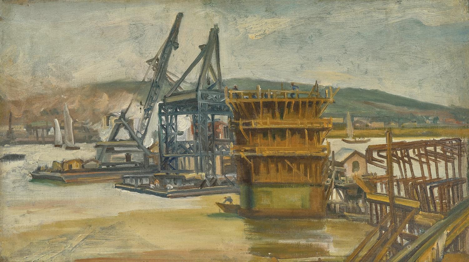 Ni Yide | YANGTZE RIVER BRIDGE UNDER CONSTRUCTION | MutualArt