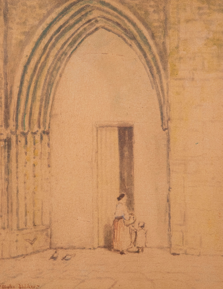 Blythe Fletcher | Mother & Child Outside Cathedral | MutualArt