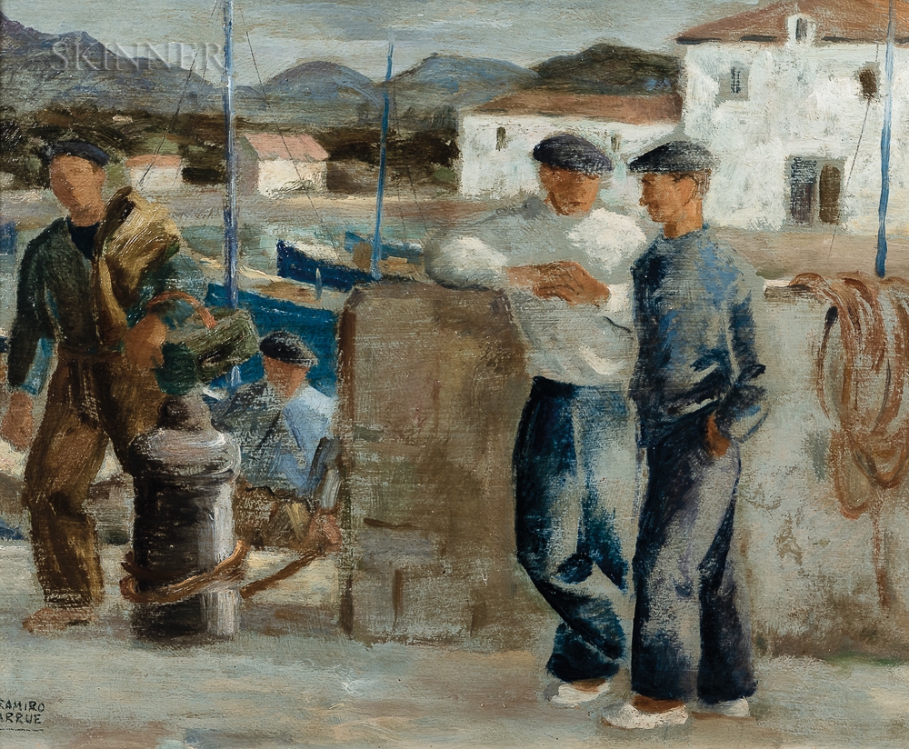 Ramiro Arrue | Sketch of Basque Fishermen on the Docks | MutualArt