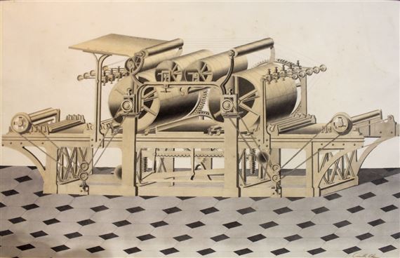 Camille Charvin | ENGINEER'S DRAWING OF A TEXTILE MACHINE (1868 ...