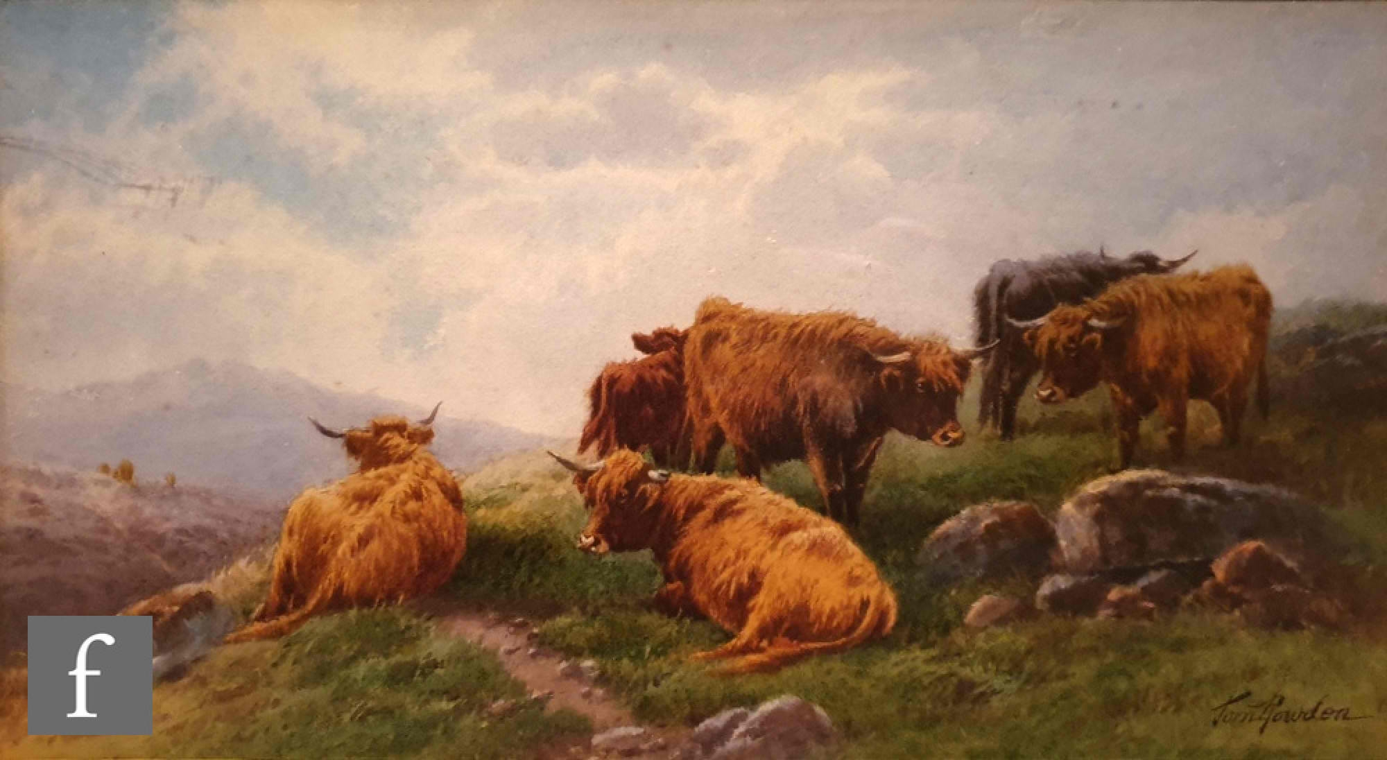 Thomas Rowden | Highland cattle on a hillside | MutualArt