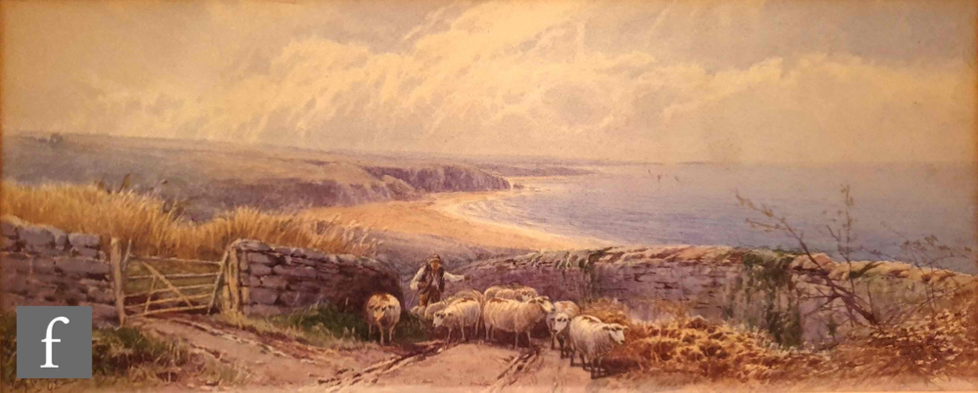 Thomas Rowden | A shepherd with his flock on a coastal track (1892 ...