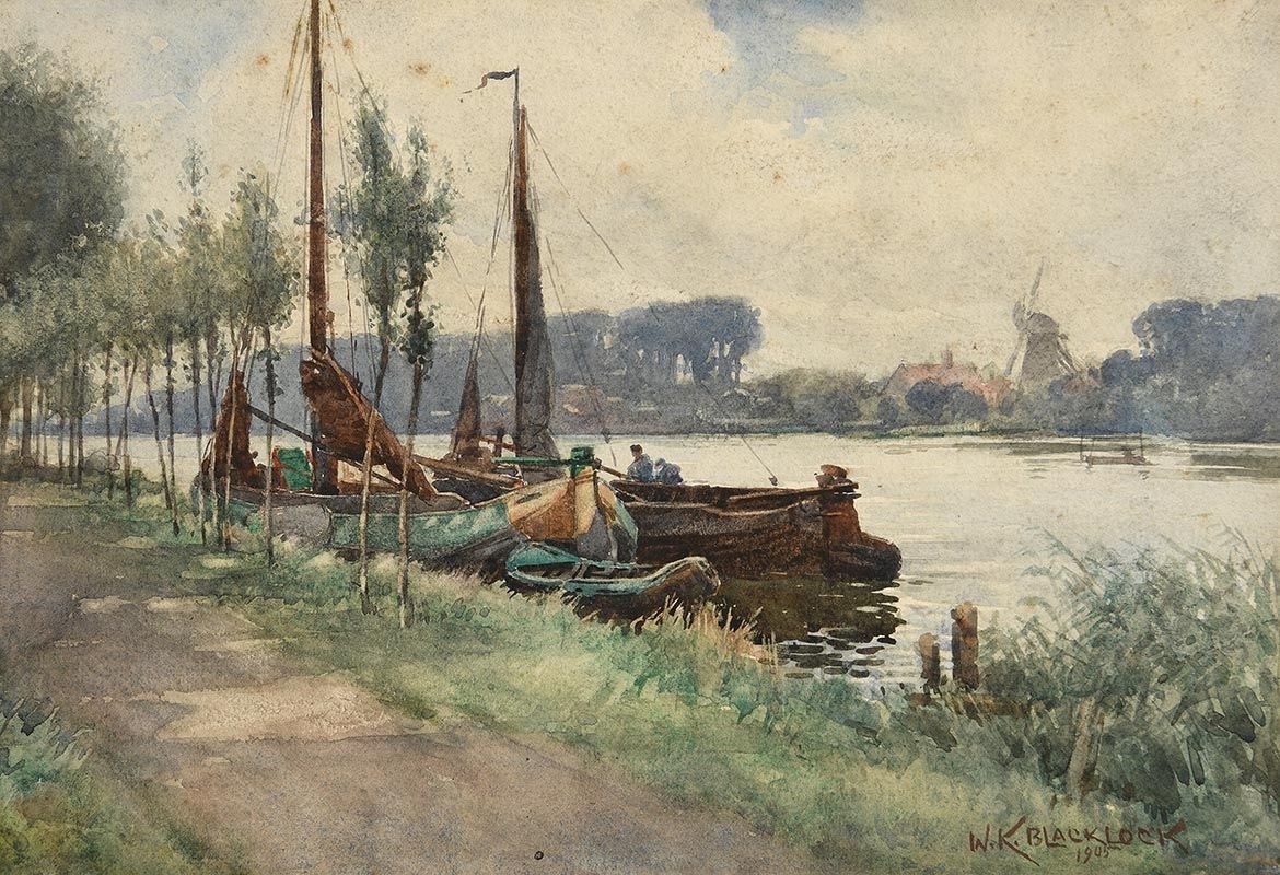 William Kay Blacklock | The Moorings (1905) | MutualArt