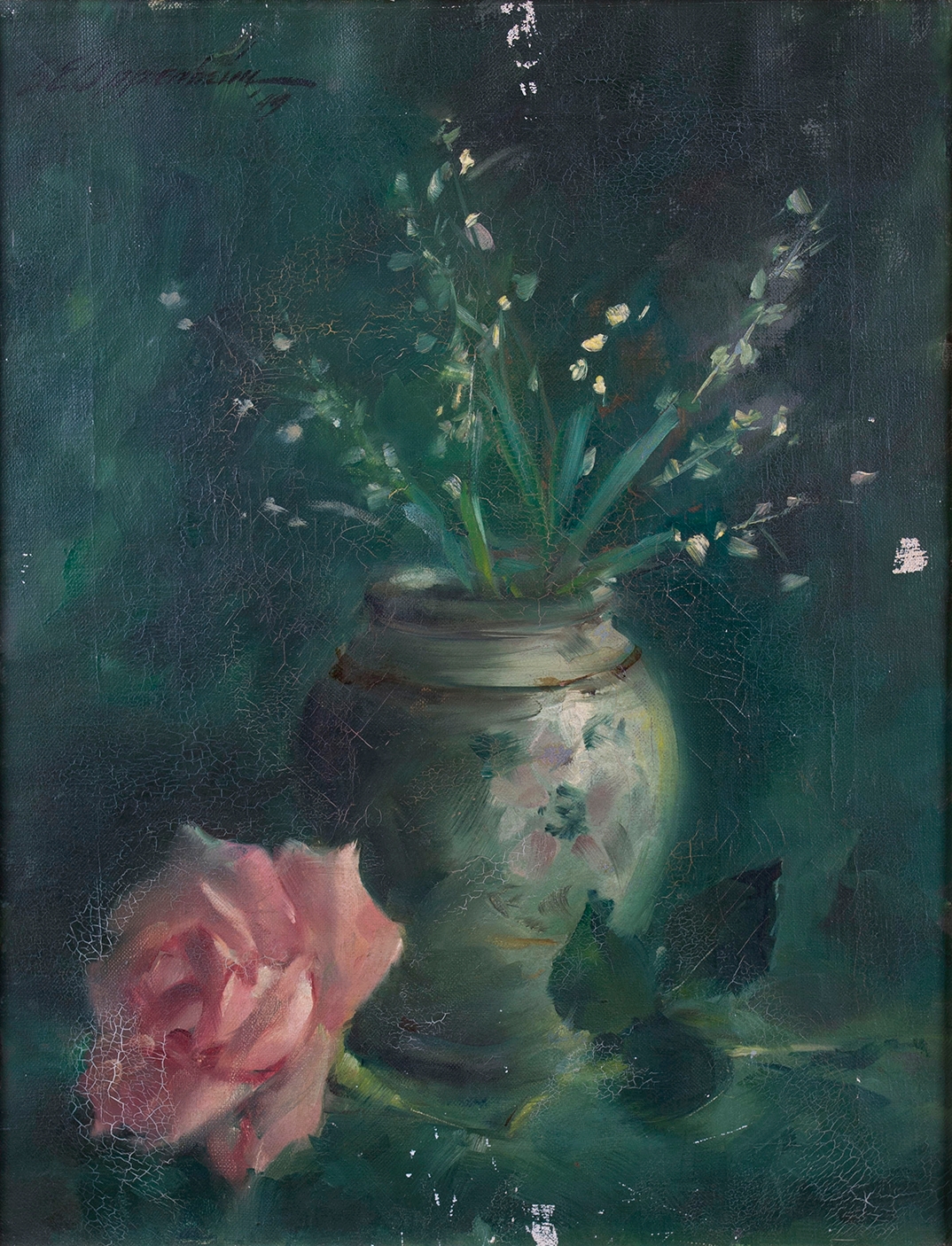 Samuel Edmund Oppenheim | ROSE AND VASE OF FLOWERS | MutualArt