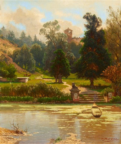 Carl Gustav Rodde | View of the Lago di Nemi near Rome (1883) | MutualArt