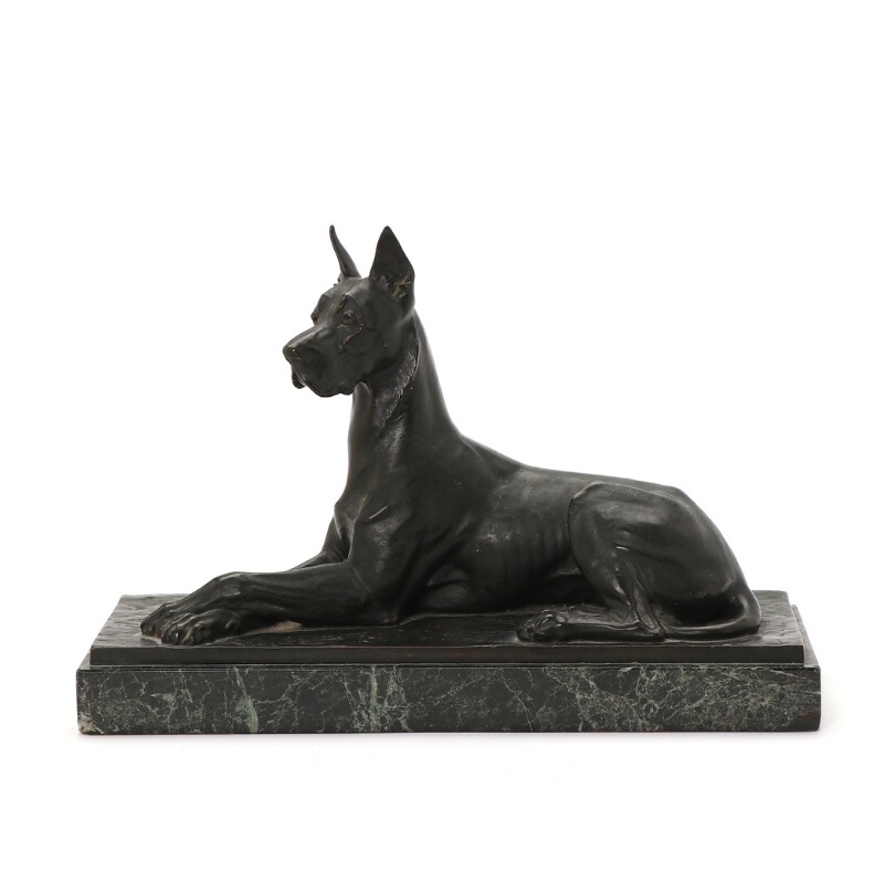 Fritz Diller | A patinated bronze sculpture of a reclining Grand Danois ...