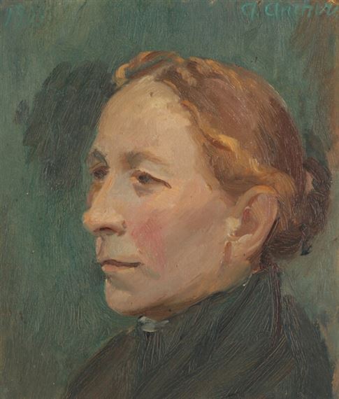 Anna Kirstine Ancher | Portrait of a woman from Skagen in profile from ...