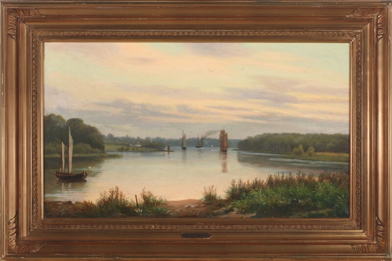 Christian Bernard Severin Berthelsen | Landscape with numerous ship ...