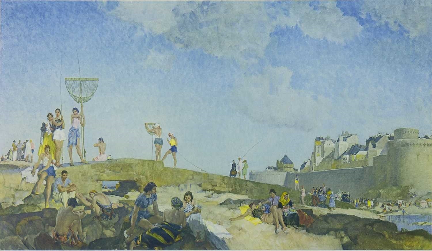 William Russell Flint | WOMEN ON A CROWDED BEACH | MutualArt