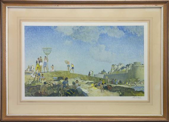 William Russell Flint | WOMEN ON A CROWDED BEACH | MutualArt