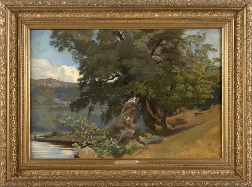 François Louis Français | Vue du Lac de Némi avec la ville de Genzano ...