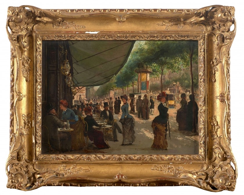 Giovanni Lessi | Terrasses de cafés sur les grands boulevards de jour ...