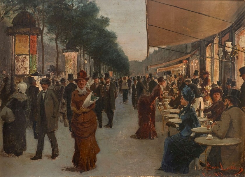 Giovanni Lessi | Terrasses de cafés sur les grands boulevards de jour ...