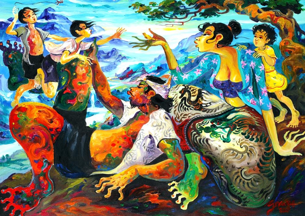 Gunawan Bagea | Melepas Lelah (Happy Family) (2018) | MutualArt