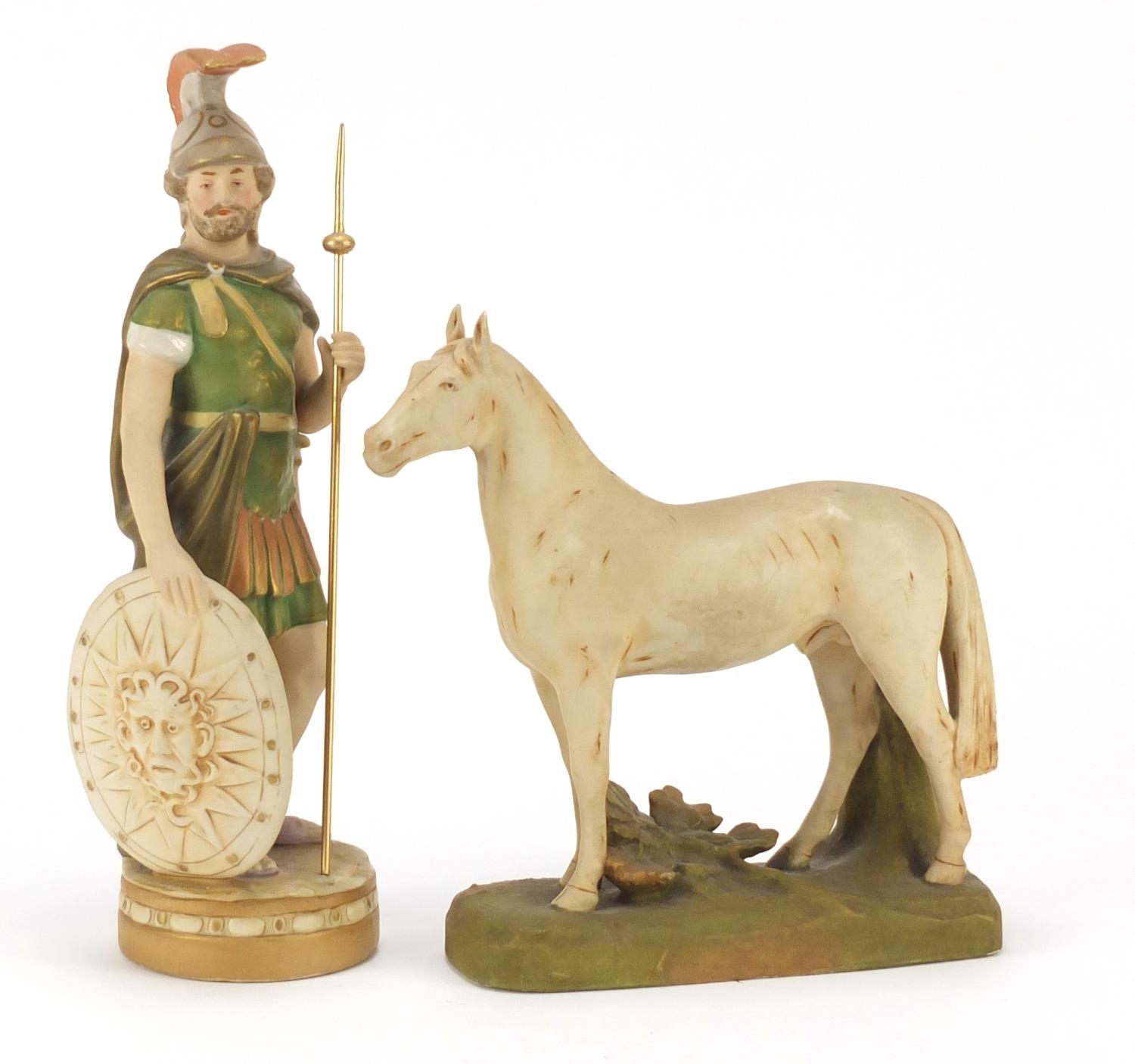 Royal Dux | Figure of a Roman gladiator and a horse | MutualArt