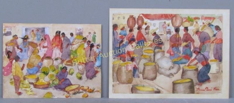 Irma René Koen | Mexican market scenes with figures | MutualArt