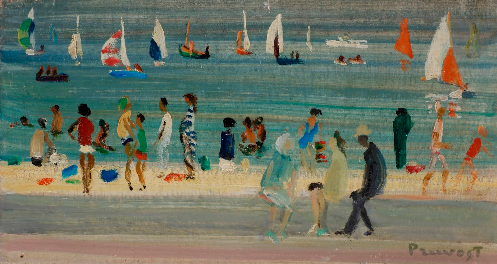 Pierre Pruvost | Plage animée | MutualArt