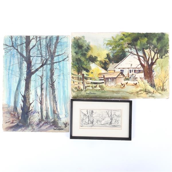 Frederick Wildermuth Rigley | Three works: American watercolor ...