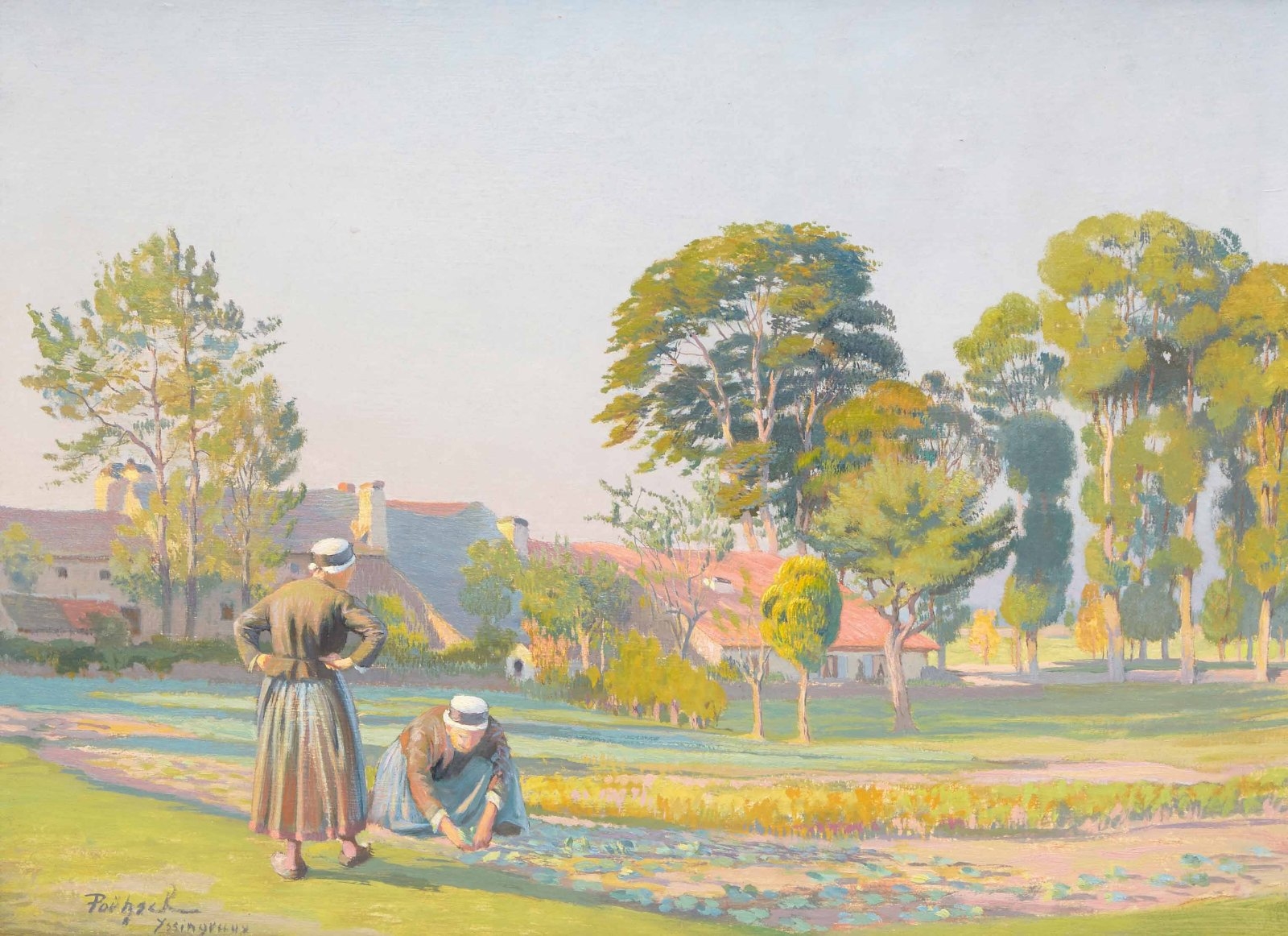 Gustave Poetzsch | Deux femmes au potager | MutualArt