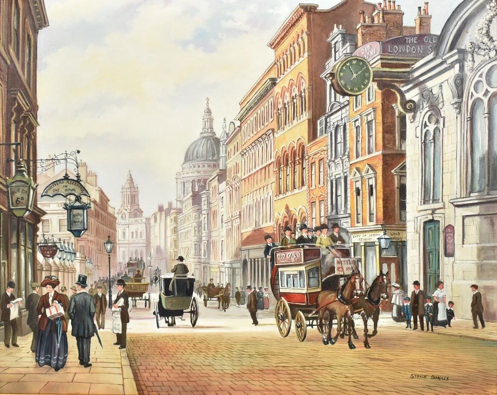 Steven Scholes | Figural street scene of Eastgate, Chester, in the ...