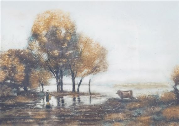 C. Fitzgerald | Figure in a river landscape | MutualArt