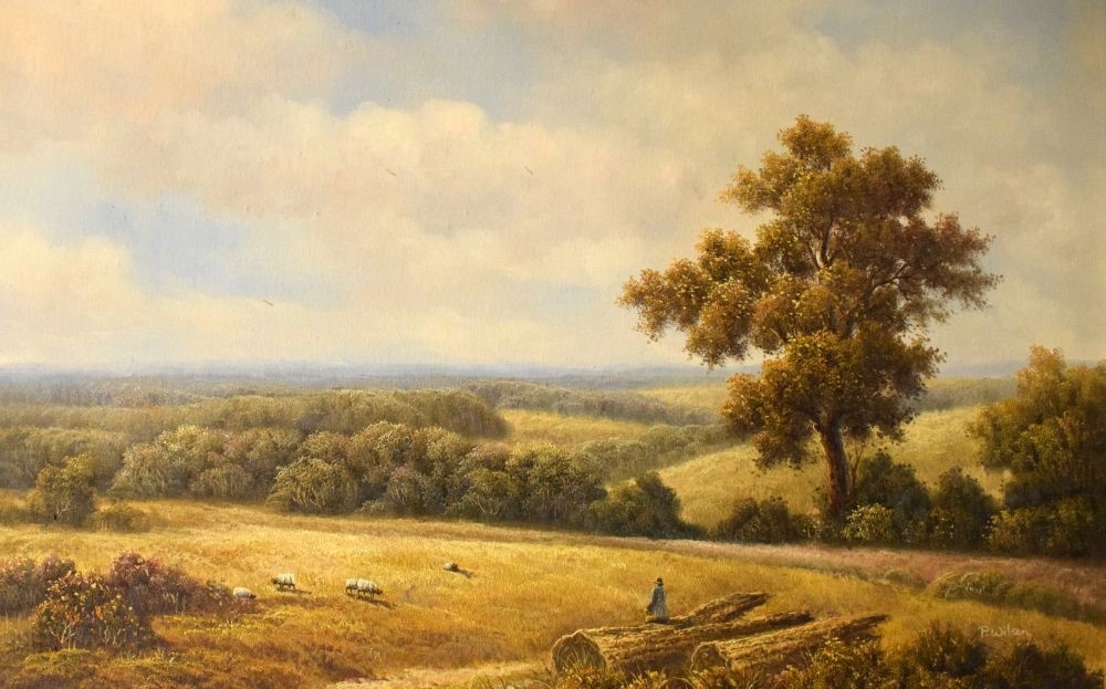 P. Wilson | Shepherd resting on a tree trunk | MutualArt