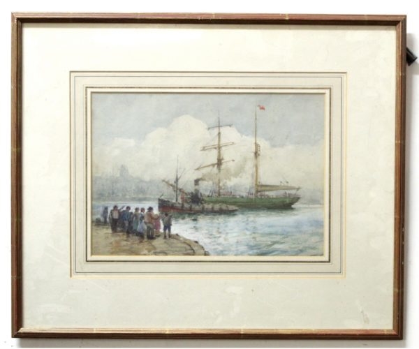 Hely Augustus Morton Smith | Harbour scene with figures and ships ...