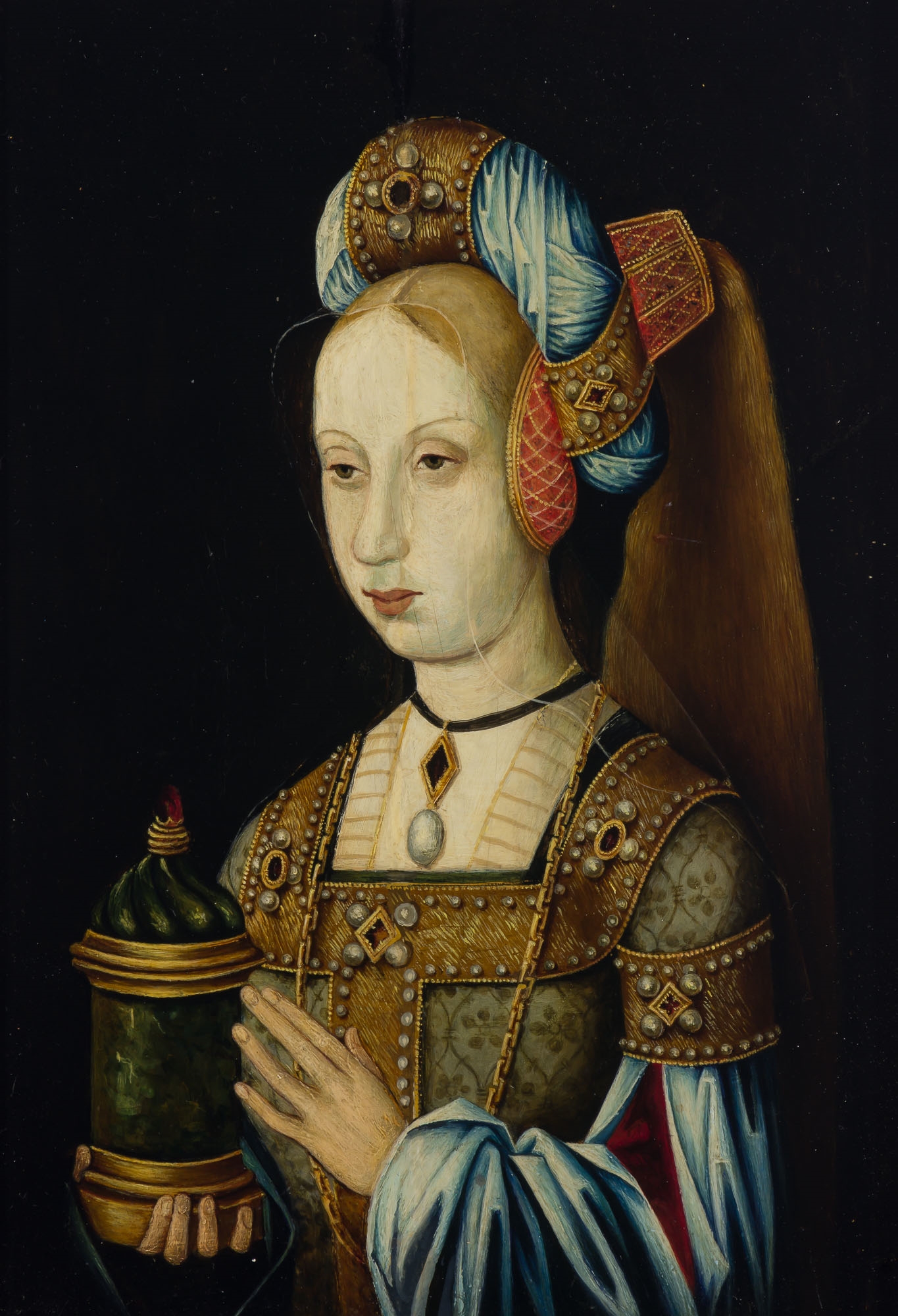 Master of the Magdalen Legend | Mary Magdalene Holding an Oil Jar | MutualArt