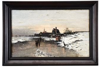 Rydberg Gustaf | Farmhouse with figures and ducks (1870) | MutualArt