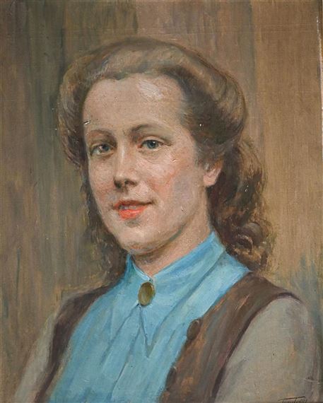 Tony Tollet | Portrait de jeune femme au chemisier bleu | MutualArt