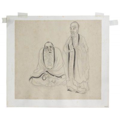 Chinese School, 19th Century | Chinese inkdrawing depicting two sages ...