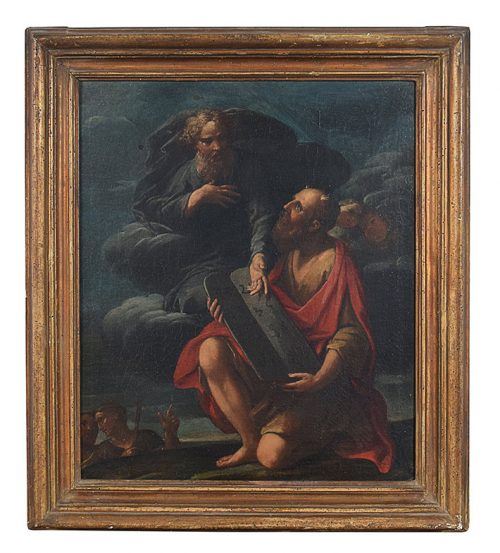 Roman School, 17th Century | Mos? riceve le tavole della legge | MutualArt