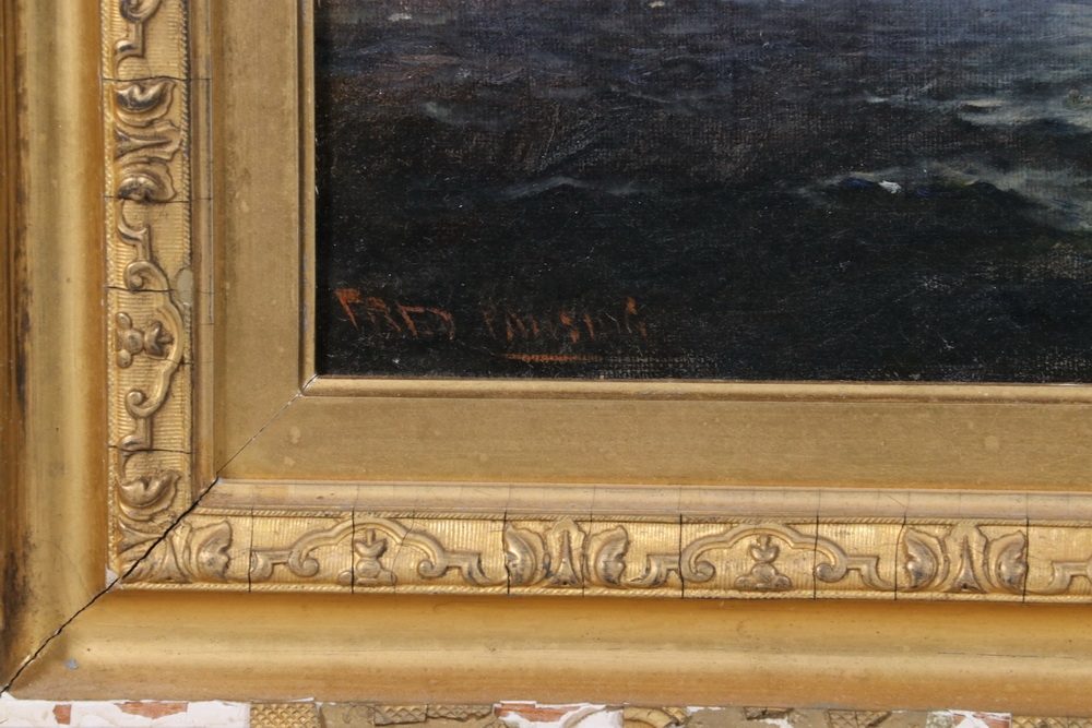 Fred Pansing | Brigantine Hugging a Sheer Cliff Coast | MutualArt
