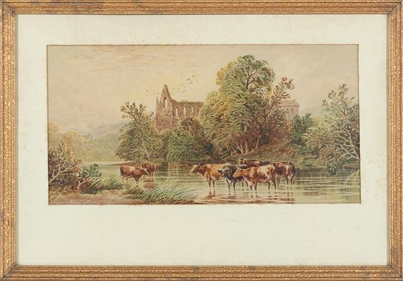 Cornelius Pearson | Cattle in a Landscape with Ruins | MutualArt