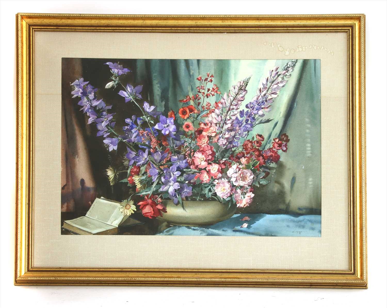 Edwin Byatt | STILL LIFE OF FLOWERS WITH A BOOK | MutualArt