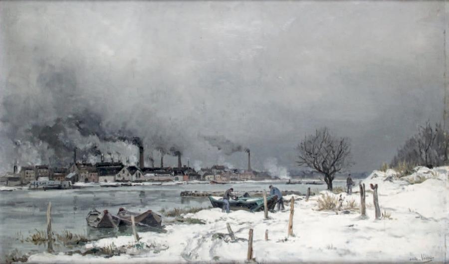 Emile Louis Vernier | LA SEINE SOUS LA NEIGE | MutualArt