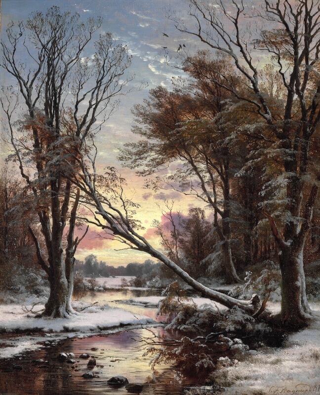 Carl Frederik Aagaard | Winter day at Mølleåen (the Mill Stream) (1881 ...