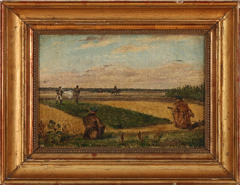 Carl Christian Constantin Hansen | “Paa harejagt (forestillende Roed og ...