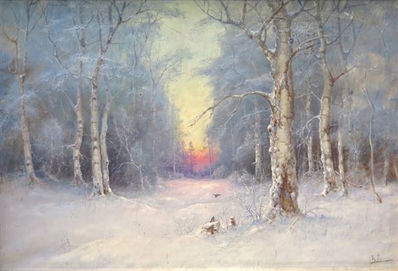 Karl Rosen | Sunset in the winter forest | MutualArt