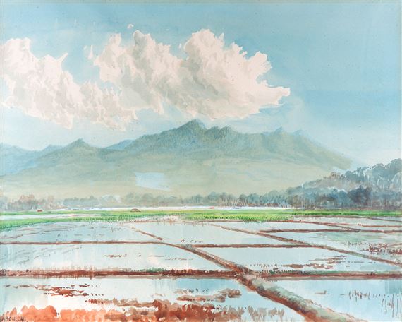 Abdullah Suriosubroto | A sawah landscape/Een sawah-landschap | MutualArt