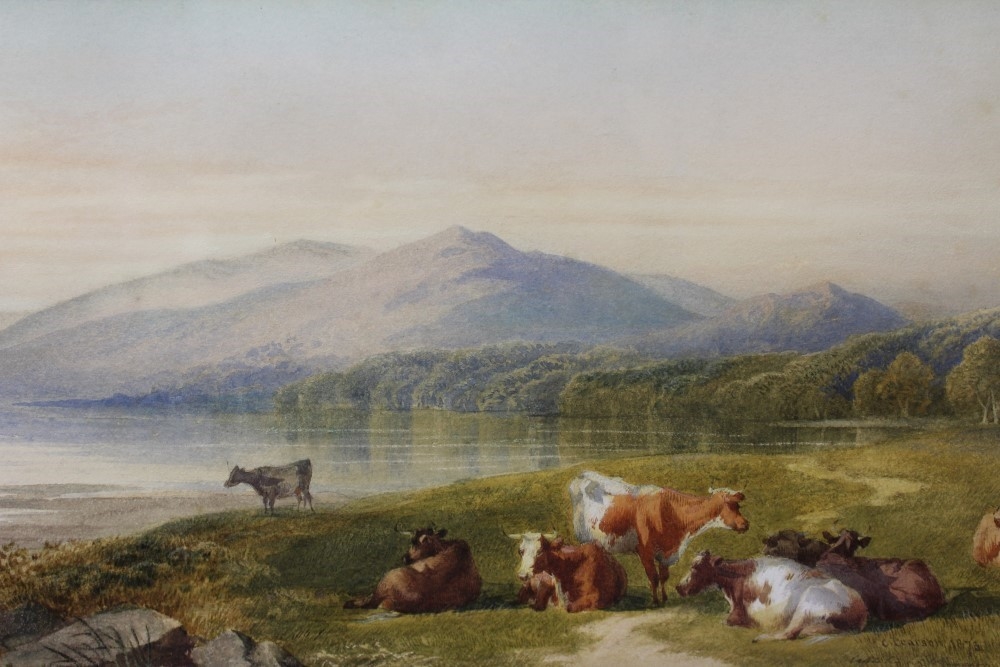 Cornelius Pearson | cattle beside a loch (1873) | MutualArt