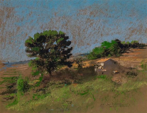 Pierre Roussel | Landscape with tree and farmhouse | MutualArt
