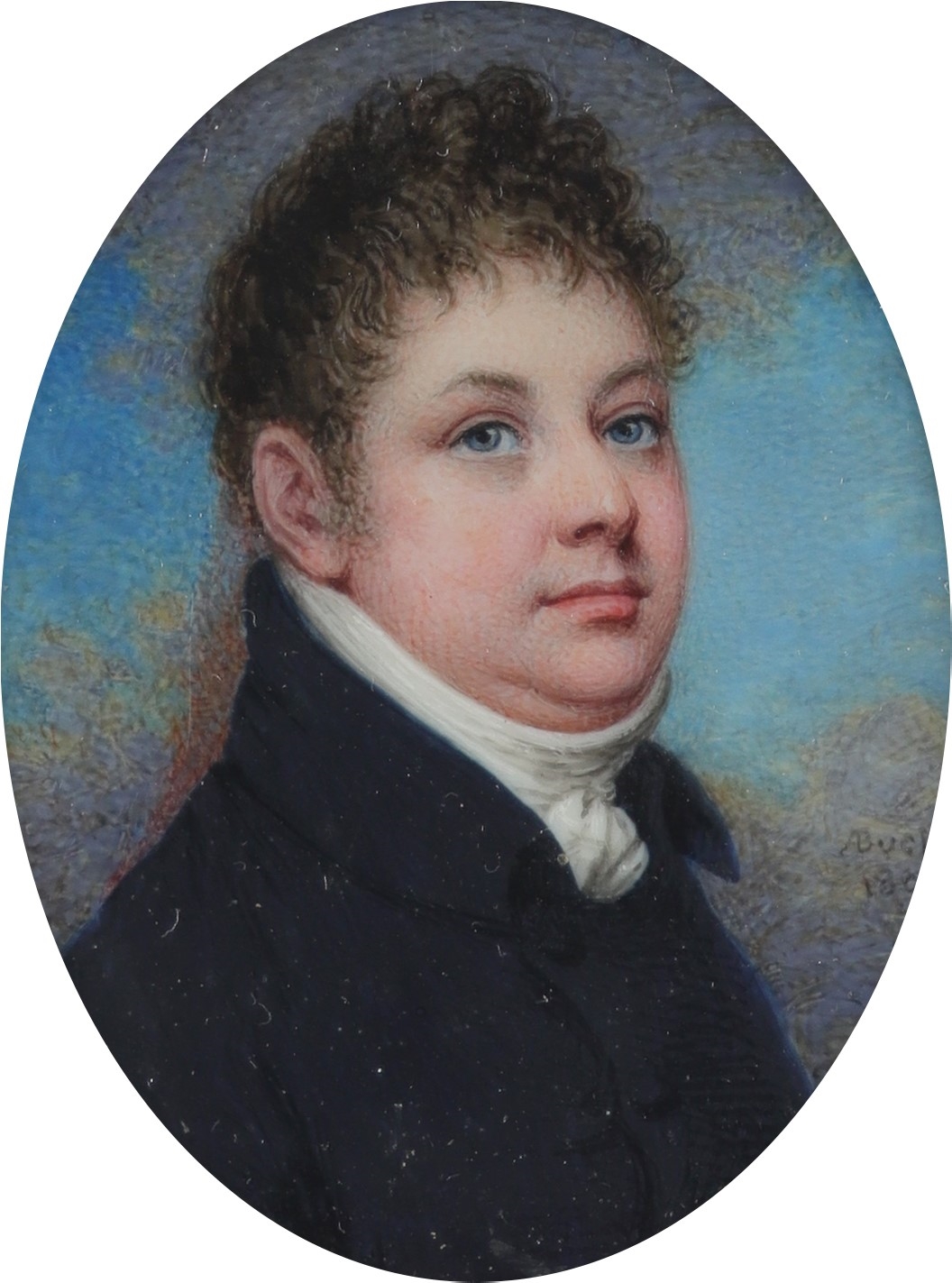 Adam Buck | Portrait miniature of a gentleman in a blue coat and white ...